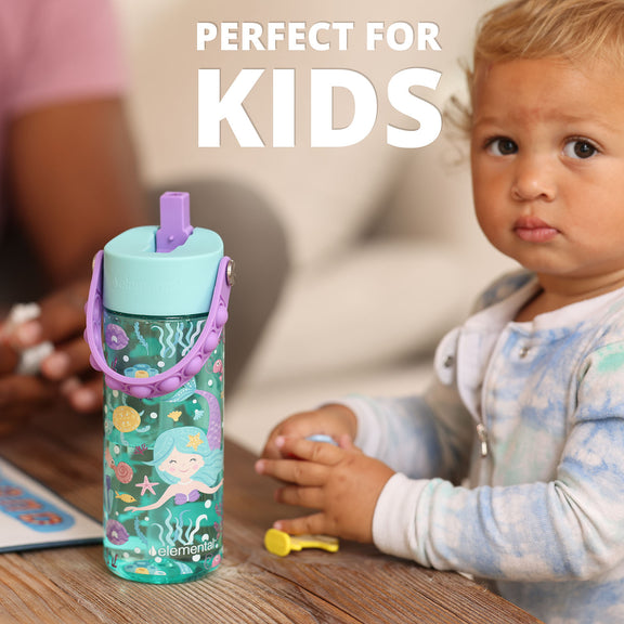 Elemental Splash 18 oz Bottle – Kids Water Bottle with Pop Fidget Strap & Leakproof Design ...