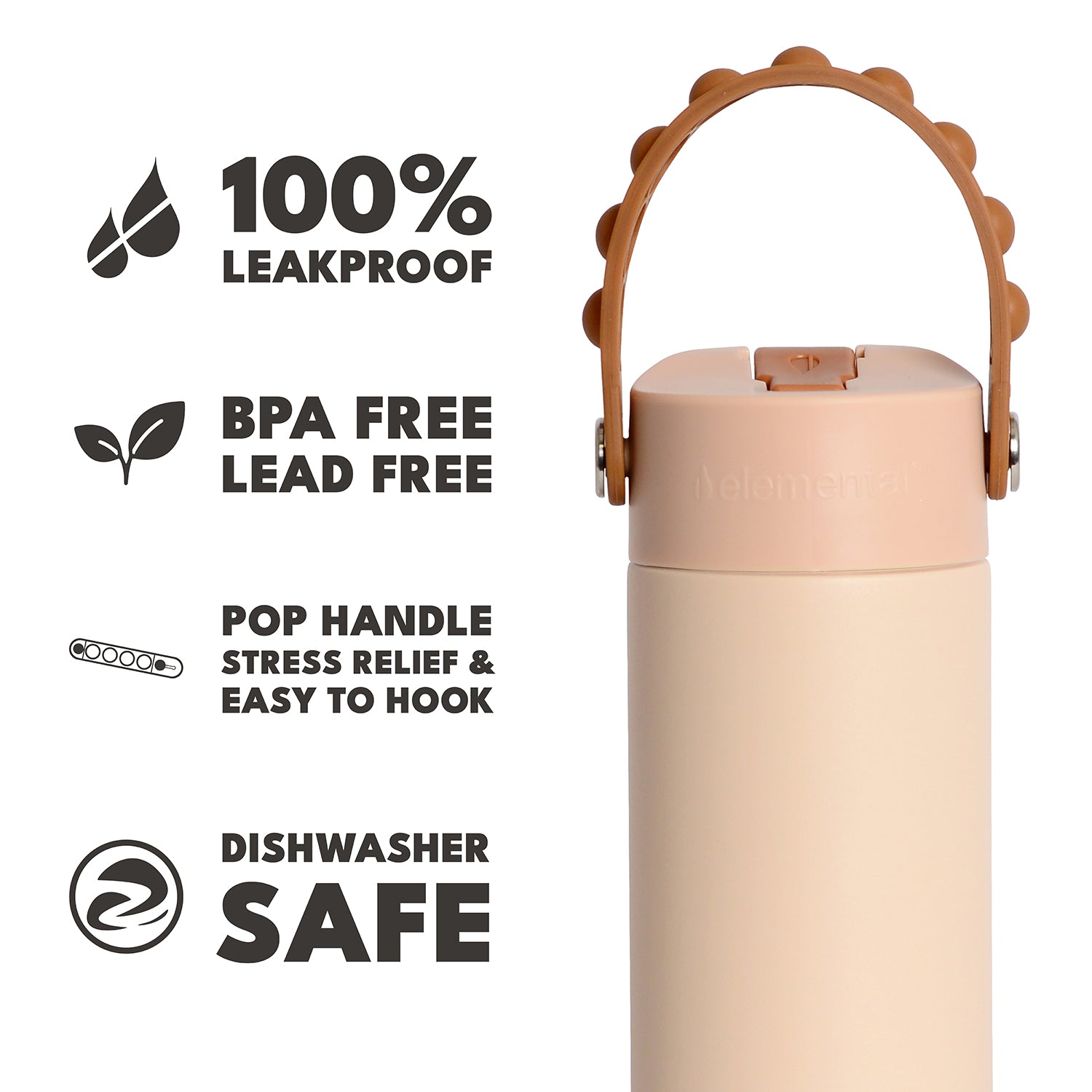 Elemental Core 18 oz Kids Water Bottle – Insulated Bottle with Pop ...