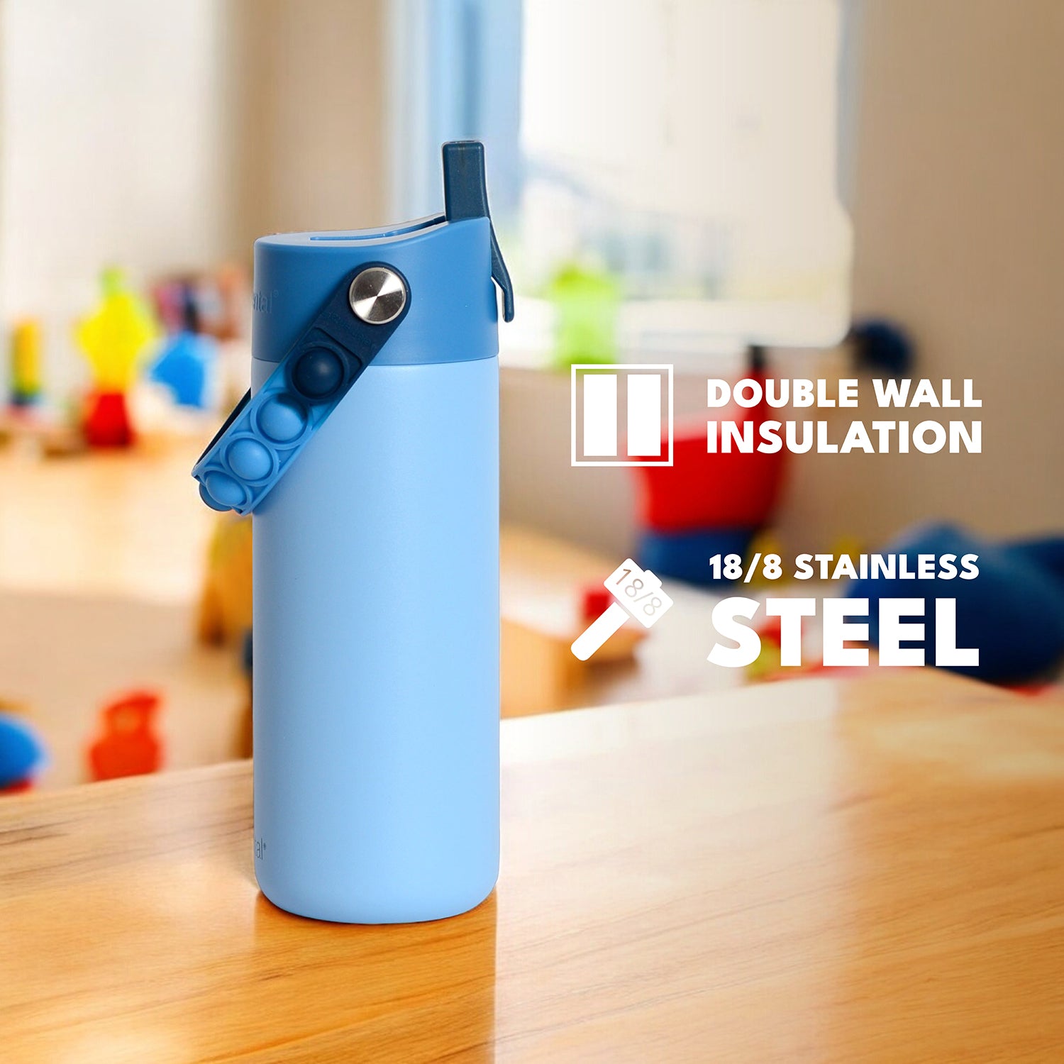 Elemental Core 18 oz Kids Water Bottle – Insulated Bottle with Pop ...