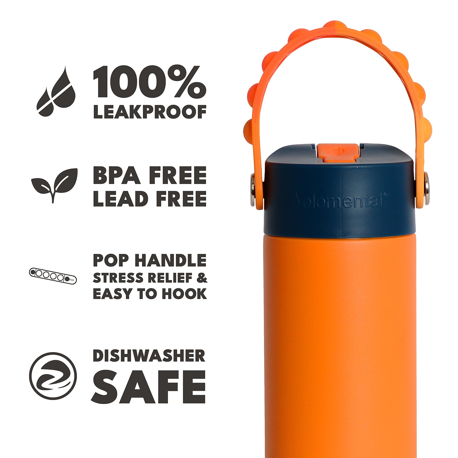 Elemental Core 18 oz Kids Water Bottle – Insulated Bottle with Pop ...